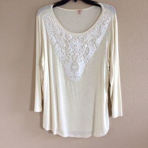 Reba | Tops | Off White Reba Lace Long Sleeves Top | Poshmark