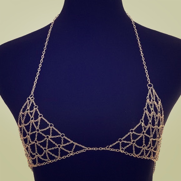 Jewelry | Gold Color Chain Link Bra | Poshmark