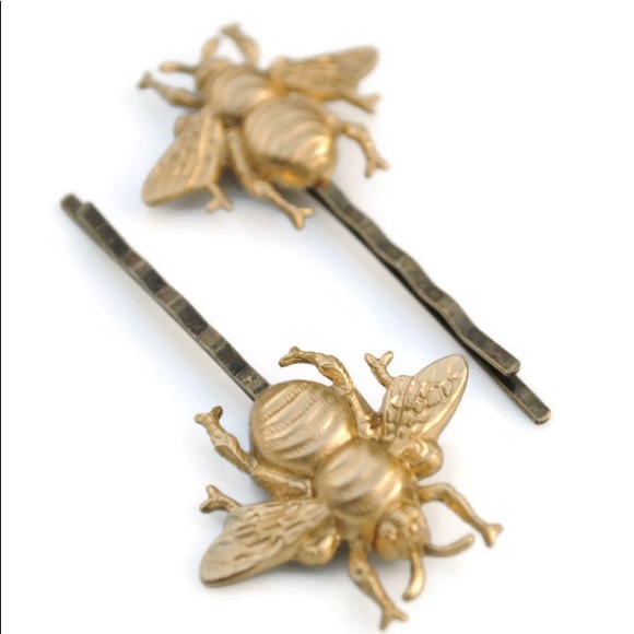 Vintage in Color | Accessories | Golden Bumble Bee Hair Bobby Pair ...