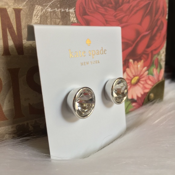 kate spade | Jewelry | Kate Spade Bezel Silver Crystal Studs | Poshmark