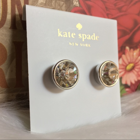 kate spade | Jewelry | Kate Spade Bezel Silver Crystal Studs | Poshmark