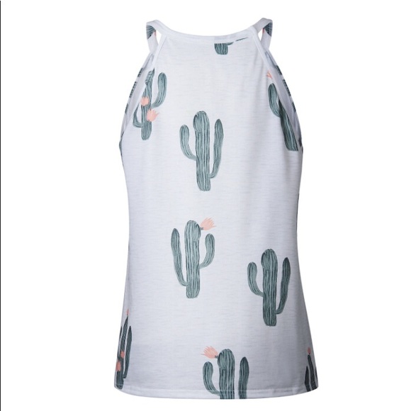 Cactus | Tops | White Cactus Graphic Tank Top Strappy Cami Tee | Poshmark