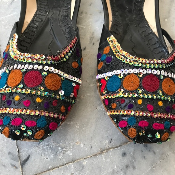 Handmade | Shoes | Women Khusa Indian Ethnic Black Juti Mojari Sandal ...
