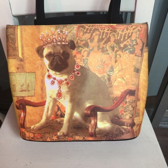 Bags | Pug Dog Double Strap Tote Purse Handbag | Poshmark