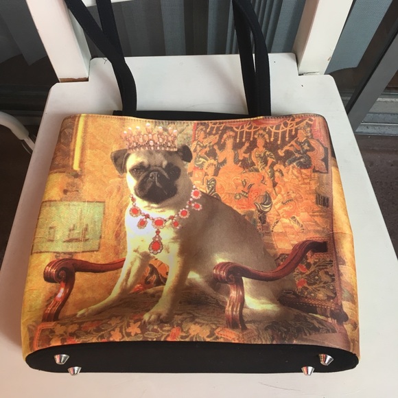 Bags | Pug Dog Double Strap Tote Purse Handbag | Poshmark