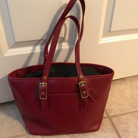 Coach | Bags | Coach Red Leather Tote | Poshmark
