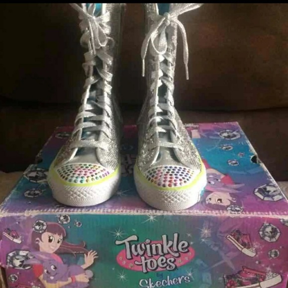 Skechers | Shoes | Nib Skechers Twinkle Toes High Tops Sz 2 | Poshmark