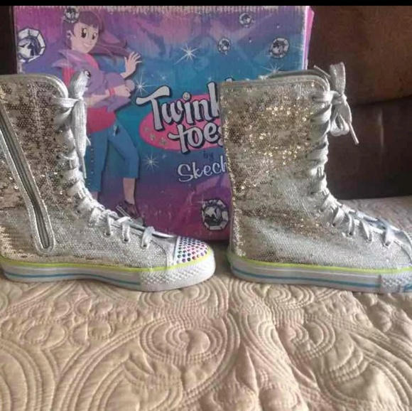 Skechers | Shoes | Nib Skechers Twinkle Toes High Tops Sz 2 | Poshmark