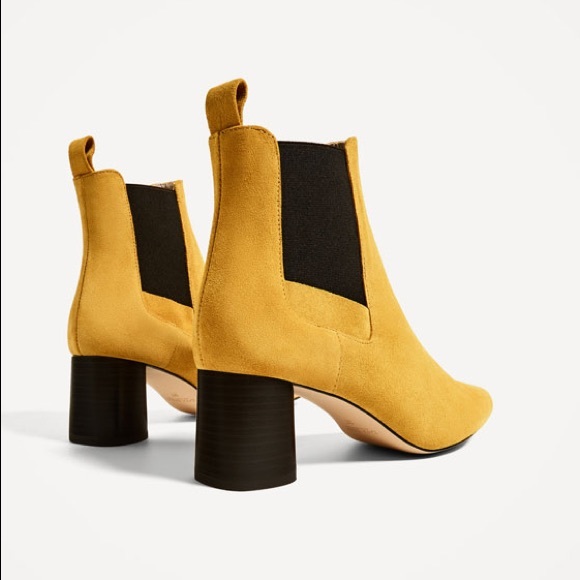 Zara | Shoes | Zara Mustard Color Leather Stretch Ankle Boots | Poshmark