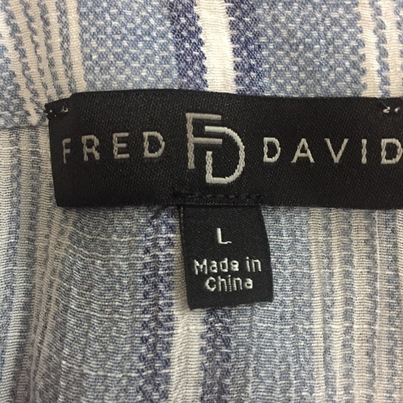 Fred David | Tops | Fred David Blue White Sleeveless Top | Poshmark