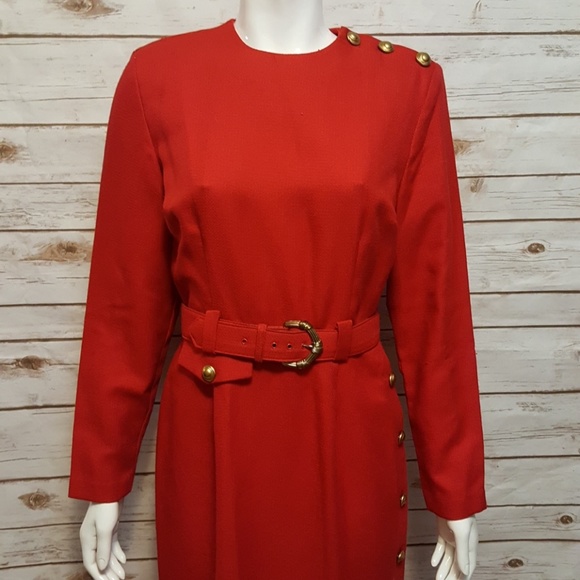 Vintage | Dresses | Vintage Red Military Inspired Dress | Poshmark