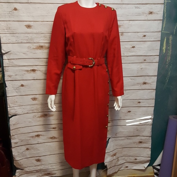 Vintage | Dresses | Vintage Red Military Inspired Dress | Poshmark