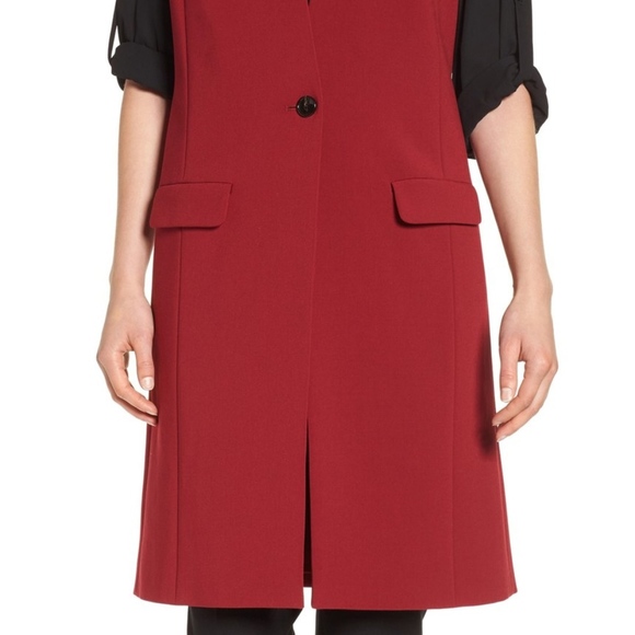 Halogen | Jackets & Coats | Stylish Red Syrah Onebutton Long Vest ...