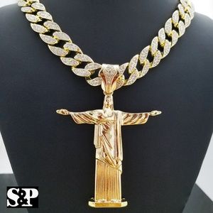 Accessories | Jesus Pendant 16 Iced Cuban Choker Chain Set | Poshmark