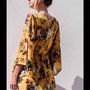 sundance boutique | Dresses | Boho V Neck Gold Floral Autumn Dress ...