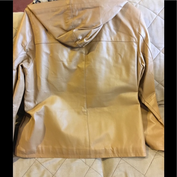 metro style | Jackets & Coats | Metro Style Tan Leather Hooded Jacket ...
