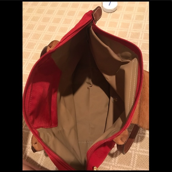 Longchamp | Bags | Red Small Longchamp Le Pliage Long Handle Bag | Poshmark