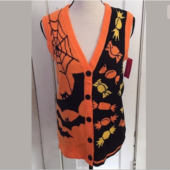 Xhilaration | Sweaters | Halloween Knit Ugly Sweater Vest Candy Bats ...