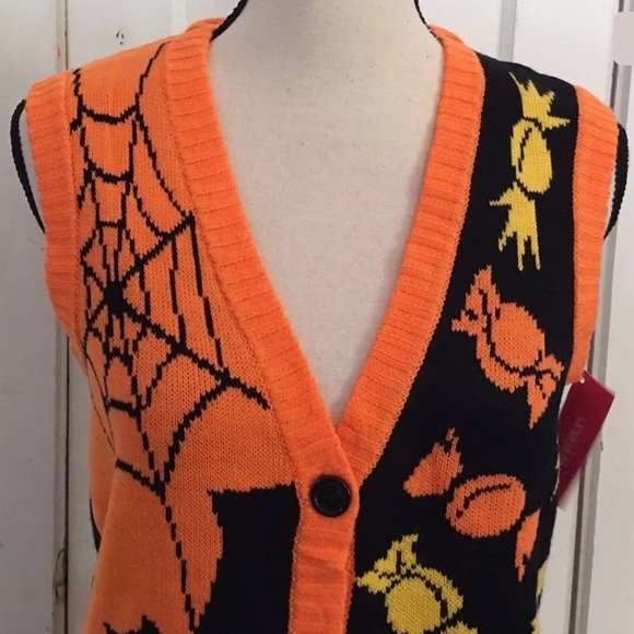 Xhilaration | Sweaters | Halloween Knit Ugly Sweater Vest Candy Bats ...