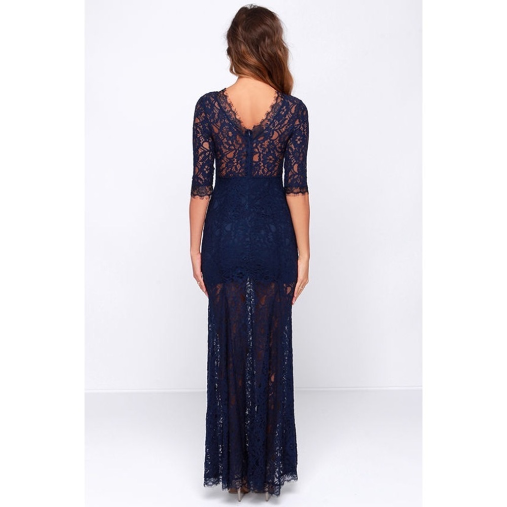 Lulus Navy Blue Lace Maxi Dress - Gem
