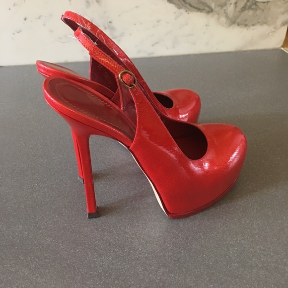 Yves Saint Laurent | Shoes | Ysl Saint Laurent Red Tribute Slingback ...