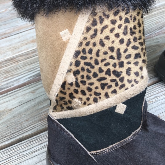Winna | Shoes | Winna Brown Suede Animal Print Winter Boots | Poshmark