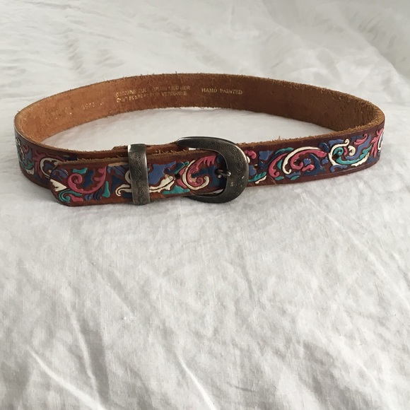 Vintage | Accessories | Amazing Hand Painted Leather Belt | Poshmark