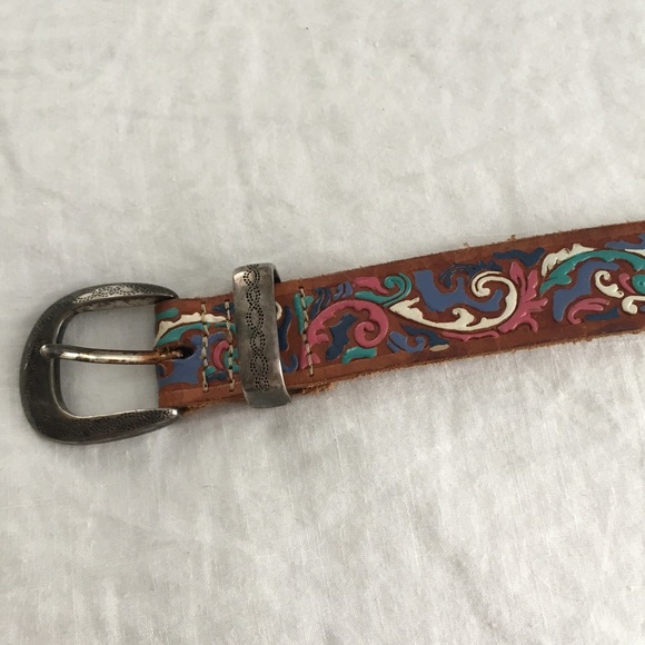 Vintage | Accessories | Amazing Hand Painted Leather Belt | Poshmark