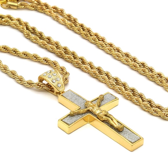Accessories | Jesus Hang Sandblast Cross Pendant 24 Rope Chain | Poshmark