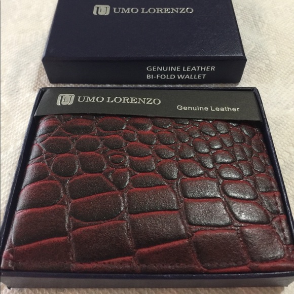 Umo Lorenzo | Bags | Mens Red Wallet Genuine Leather Gator Embossed ...