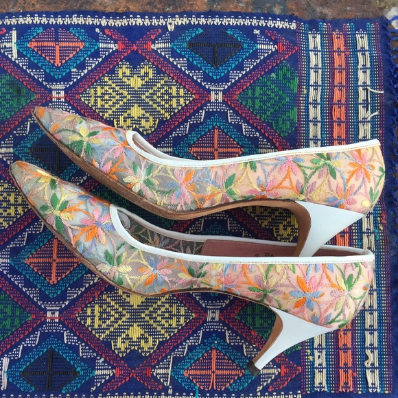 Jantzen | Shoes | Vintage White Mesh Pumps W Embroidered Flowers | Poshmark