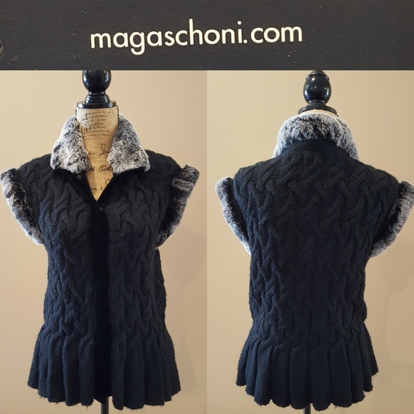 Magaschoni | Sweaters | Stunning Magaschoni Rabbit Collar Alpaca Vest ...