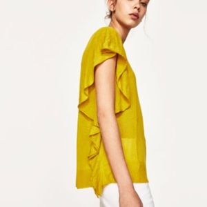 Zara | Tops | Zara Sweater With Side Ruffles | Poshmark