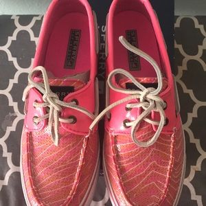 Sperry | Shoes | Sperry Topsider Pink Zebra With Sequins | Poshmark