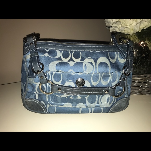 Coach | Bags | Coach Blue Signature Shoulder Bag | Poshmark