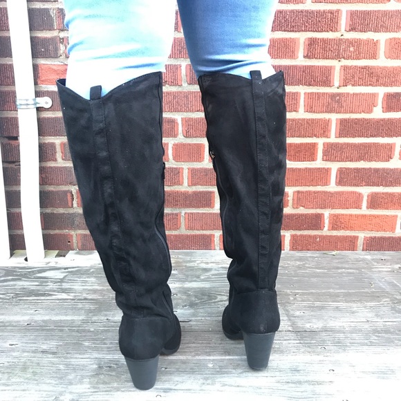 Shoes | Black Suede Knee High Boots | Poshmark