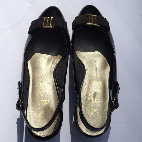 Selby | Shoes | Selby Comfort Flex Patent Leather Black Bow Gold | Poshmark