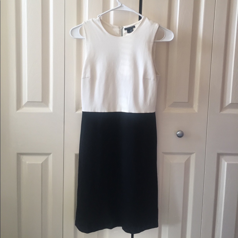 Theory Black And White Colorblock Dress - Gem