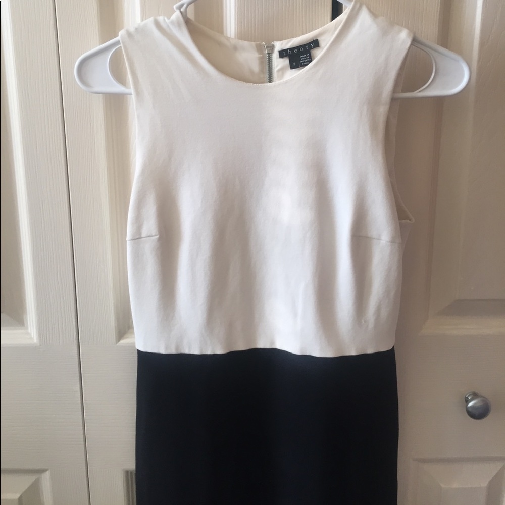 Theory Black And White Colorblock Dress - Gem
