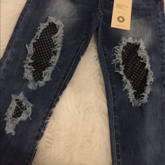Jeans | Distressed Denim Mesh Jeans | Poshmark