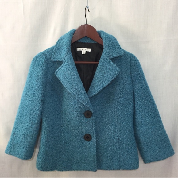 CAbi | Jackets & Coats | Cabi 86 Jacket Teal Blue Boucle Wool Blend 2 ...