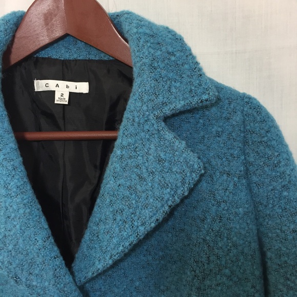 CAbi | Jackets & Coats | Cabi 86 Jacket Teal Blue Boucle Wool Blend 2 ...