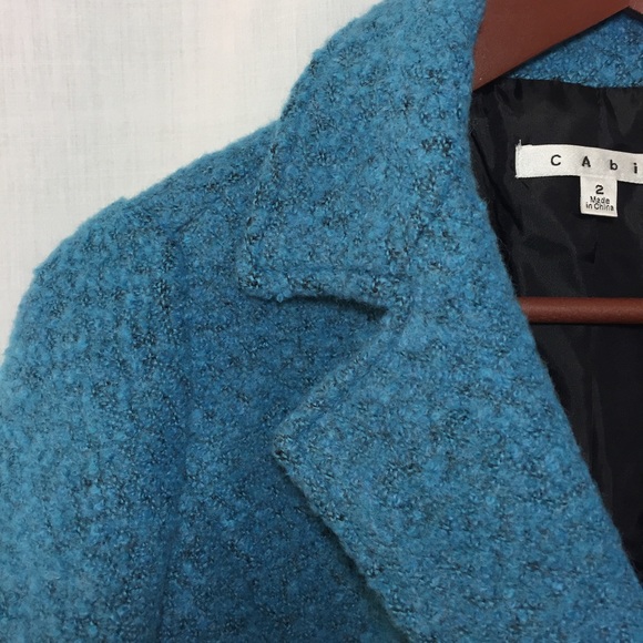 CAbi | Jackets & Coats | Cabi 86 Jacket Teal Blue Boucle Wool Blend 2 ...