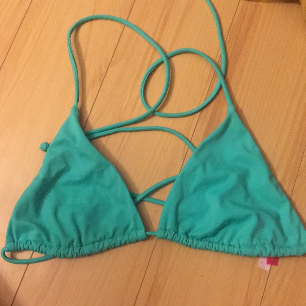 Victoria Secret Aqua Blue Bikini Top Size Large Gem