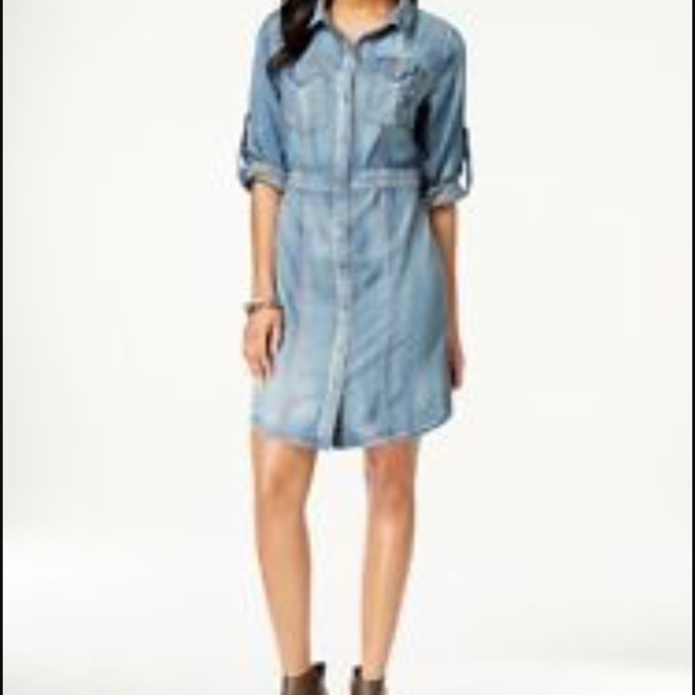 Knee Length Denim Dress. - Gem