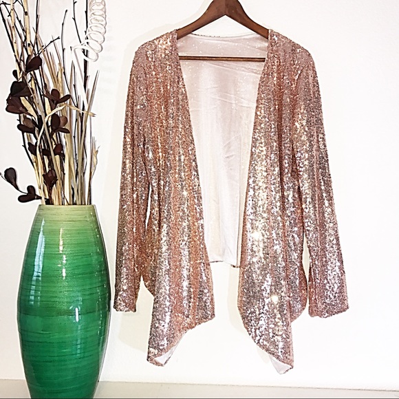 Jackets & Coats | New Rose Gold Sequin Blazer Hi Low Jacket Top | Poshmark
