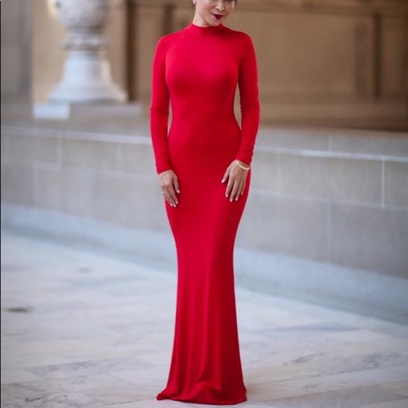 Dresses | Red Long Dress Worn Only In This Photo | Poshmark