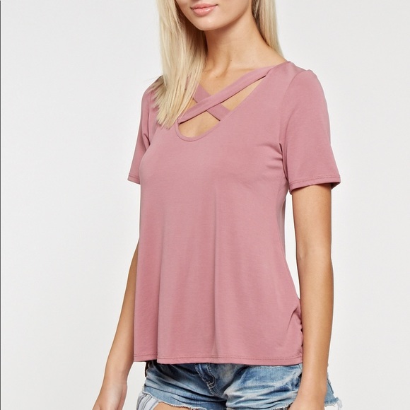 Tops | Cross Front Teemauve | Poshmark