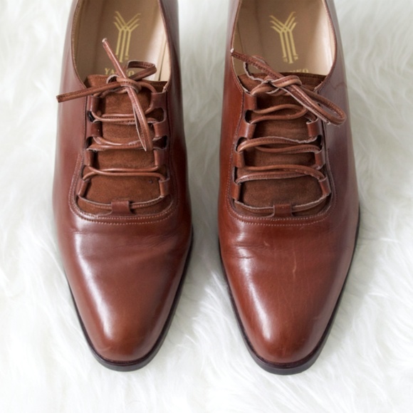 Yanko | Shoes | Yanko Lace Up Handmade Leather Brown Heels | Poshmark