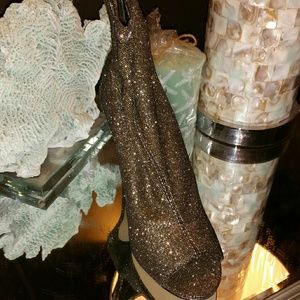 Shoes | Gold Glitter Stretch Boots | Poshmark